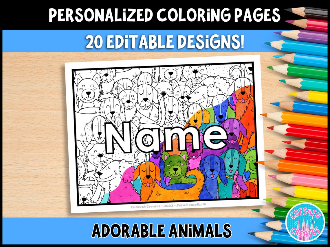 Personalized Animal Doodles Coloring Pages EDITABLE Printable Coloring ...