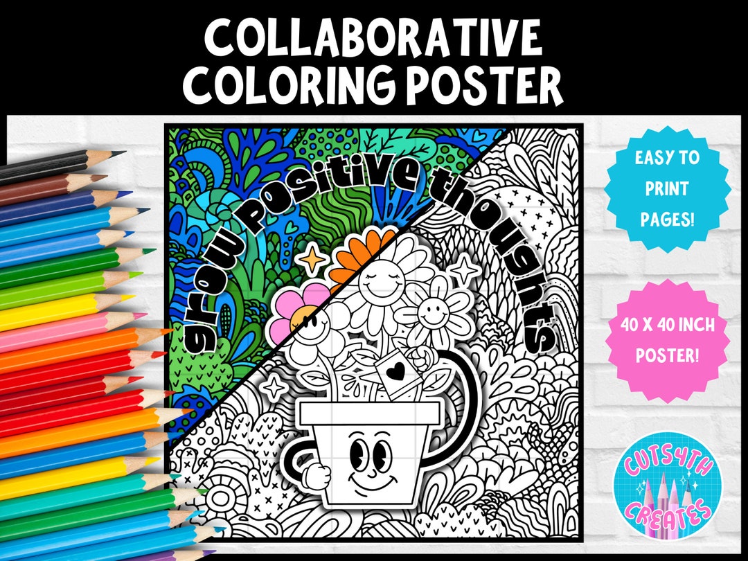 Teamwork Growth Mindset Activity Collaborative Coloring Poster Bulletin ...