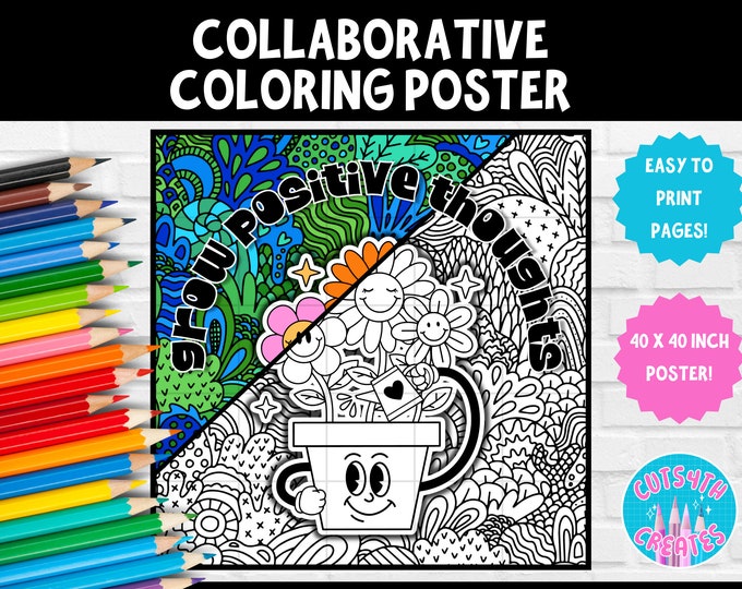 Growth Mindset Bulletin Board | Collaborative Coloring Poster for the ...