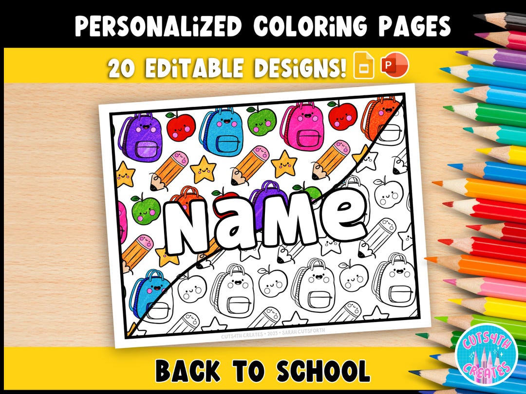 Back to School Coloring Pages Editable in Powerpoint Google Slides ...