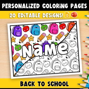 Back to School Coloring Pages Editable in Powerpoint Google Slides ...