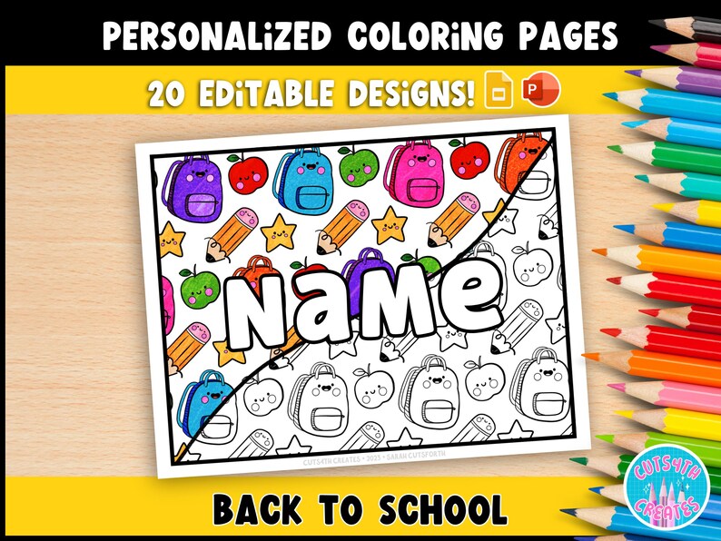 Back to School Coloring Pages Editable in Powerpoint Google Slides ...