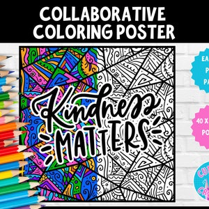 Collaborative Coloring Poster Bulletin Board World Kindness Day ...