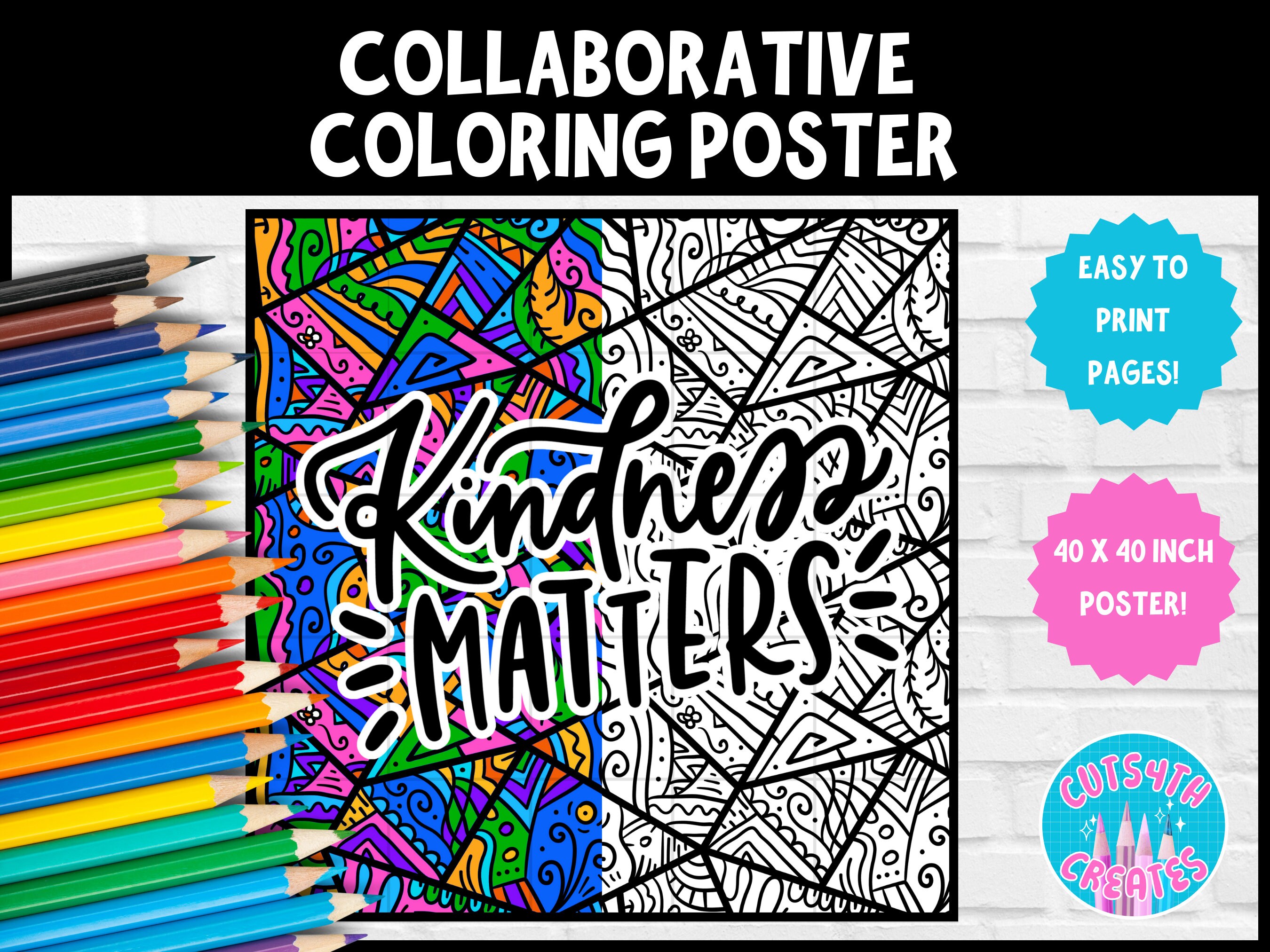 Collaborative Coloring Poster Bulletin Board World Kindness Day ...