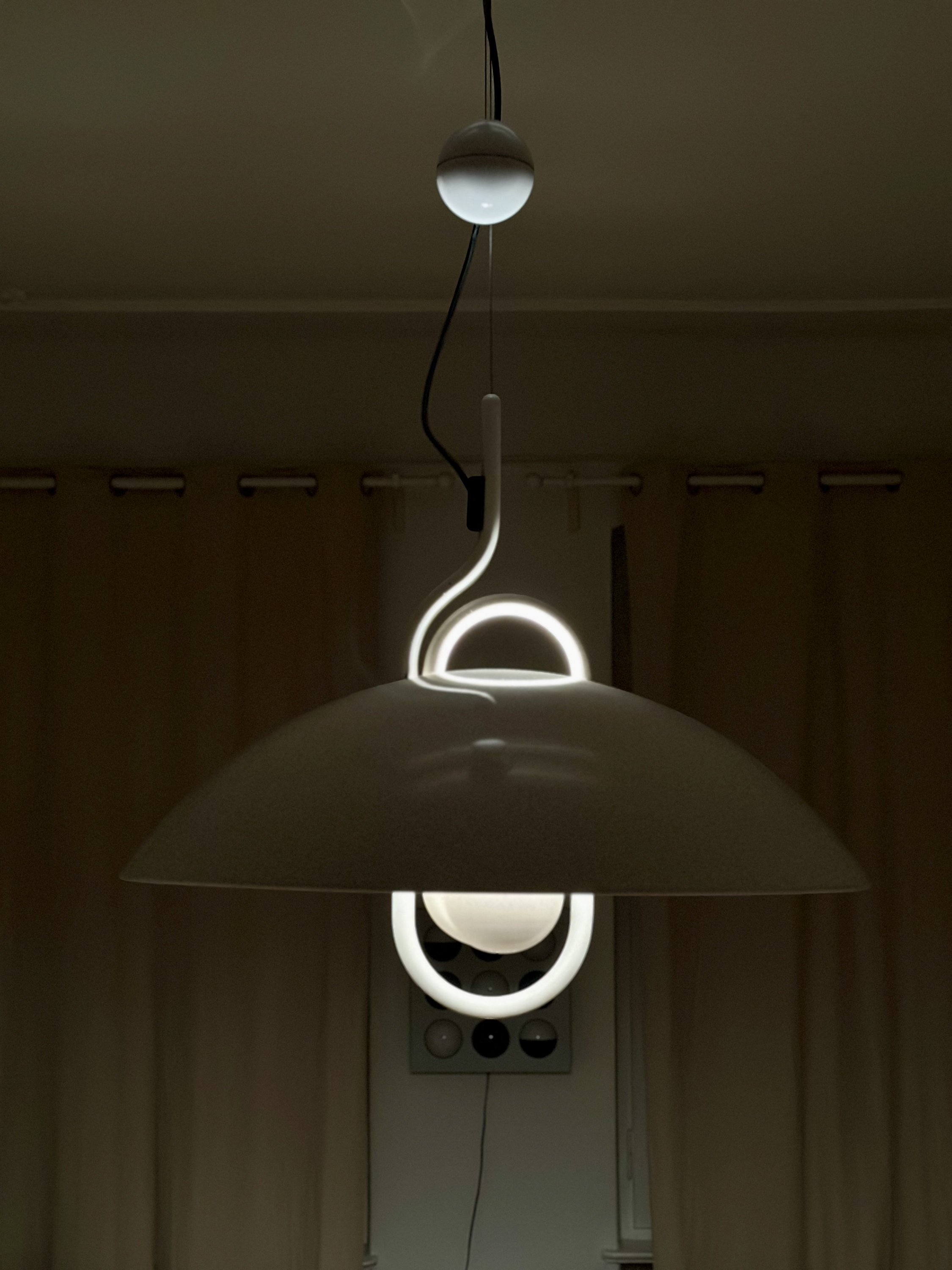 POST MODERN // 80s Vintage XXL Metal Dome Moon Hanging Ceiling Lamp by ...