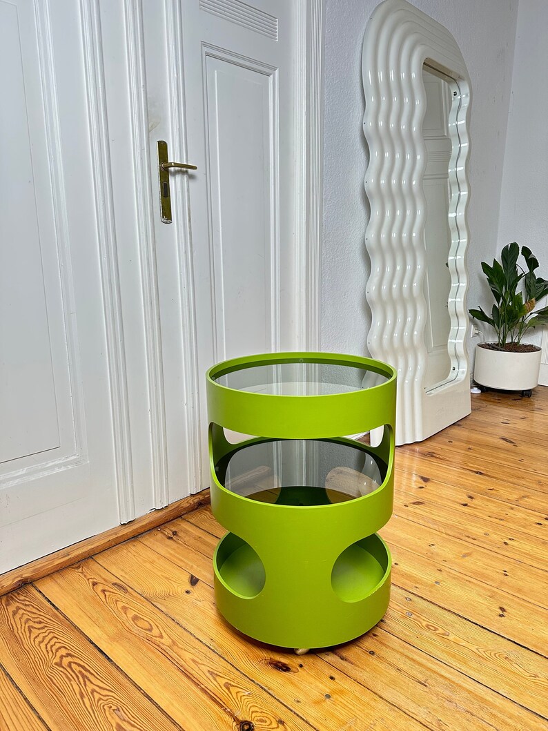 SPACE AGE // 70s Opal Luna Side Bar Table Trolley 6586 Maigrün Green ...