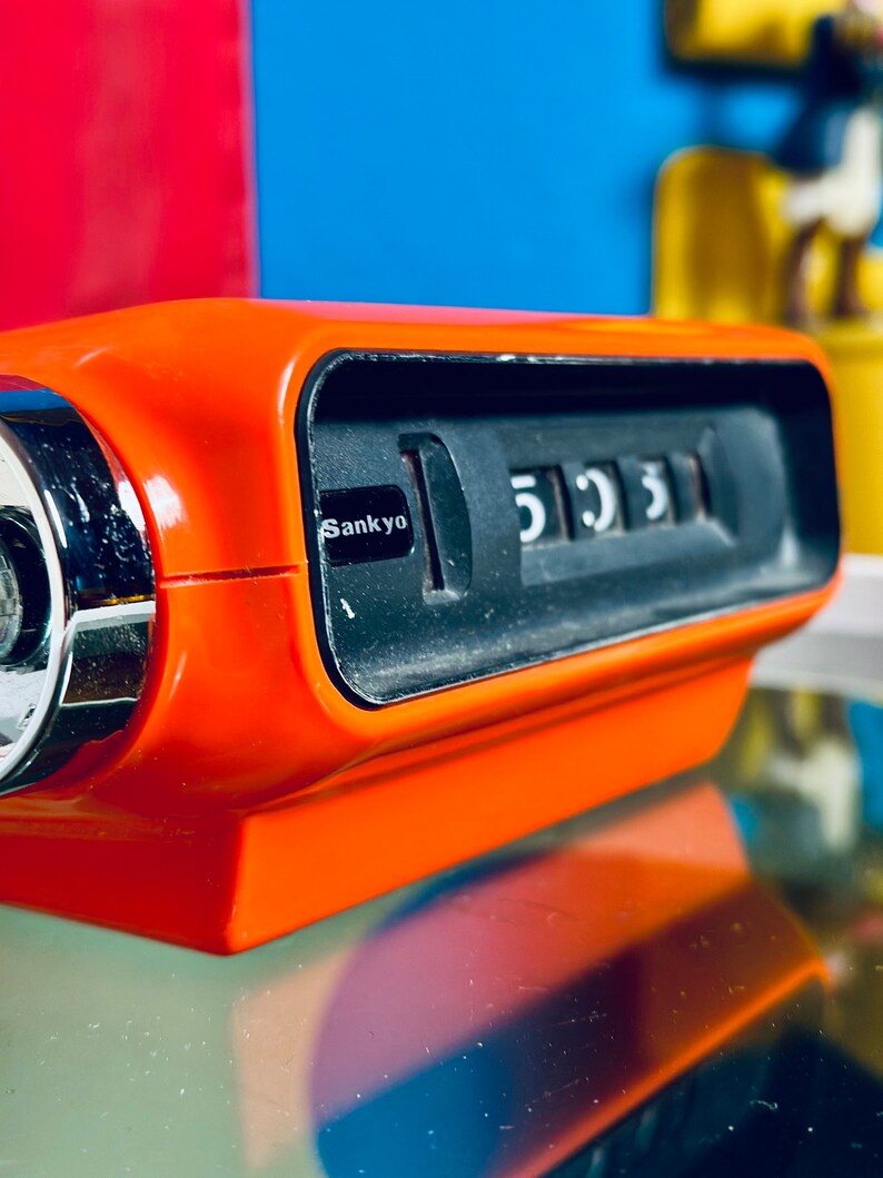 SPACE AGE // 70s Orange Japanese Vintage Flip Roll Clock SANKYO Digital ...