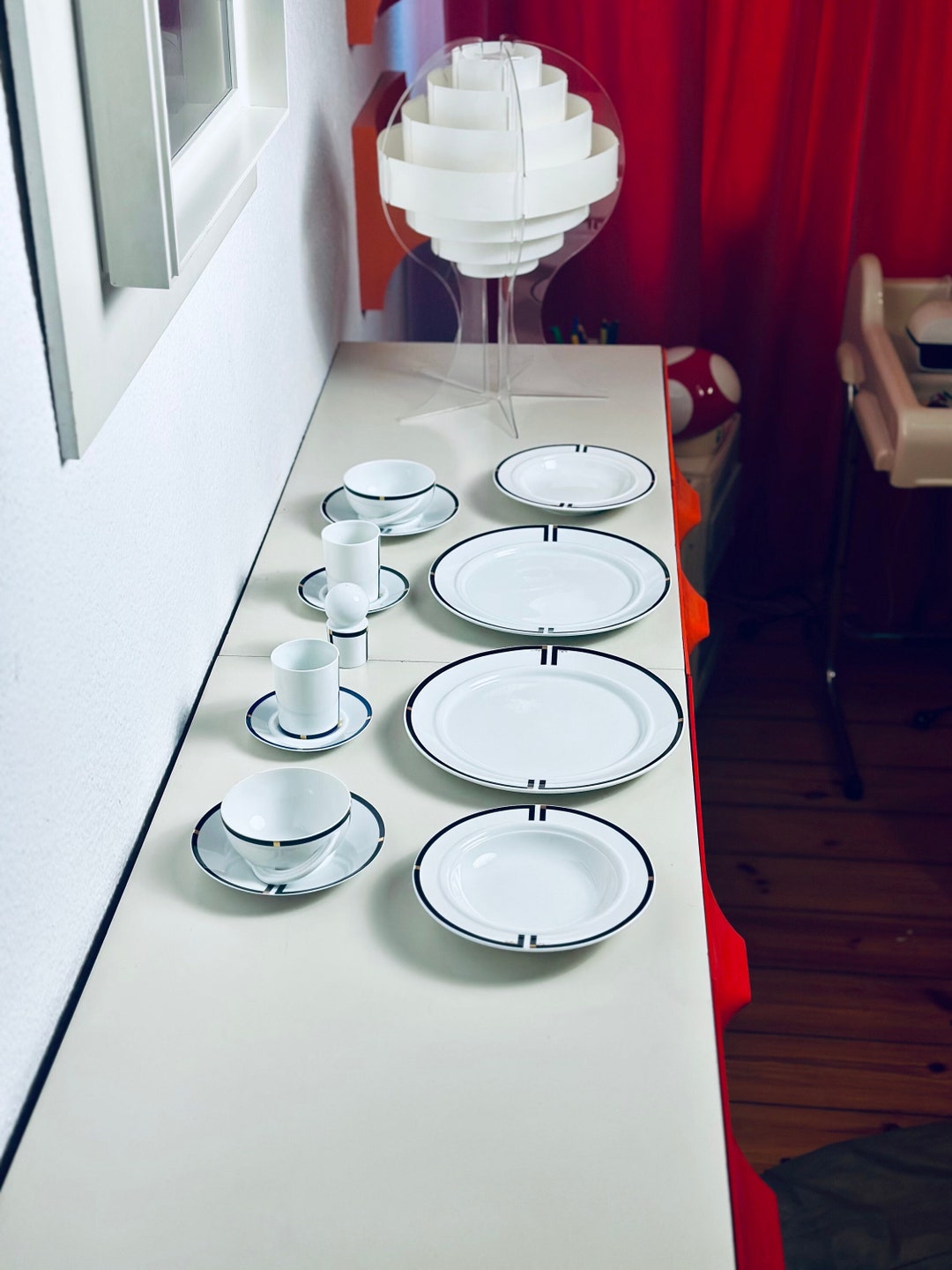 POST MODERN // 80s Vintage 13 Piece Set Cupola Nera Plates by Rosenthal ...