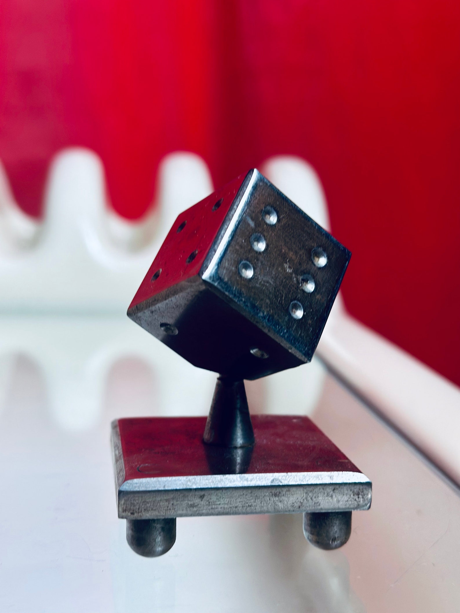 70s // Vintage Metal Dice Paperweight Desk Ornament - Etsy