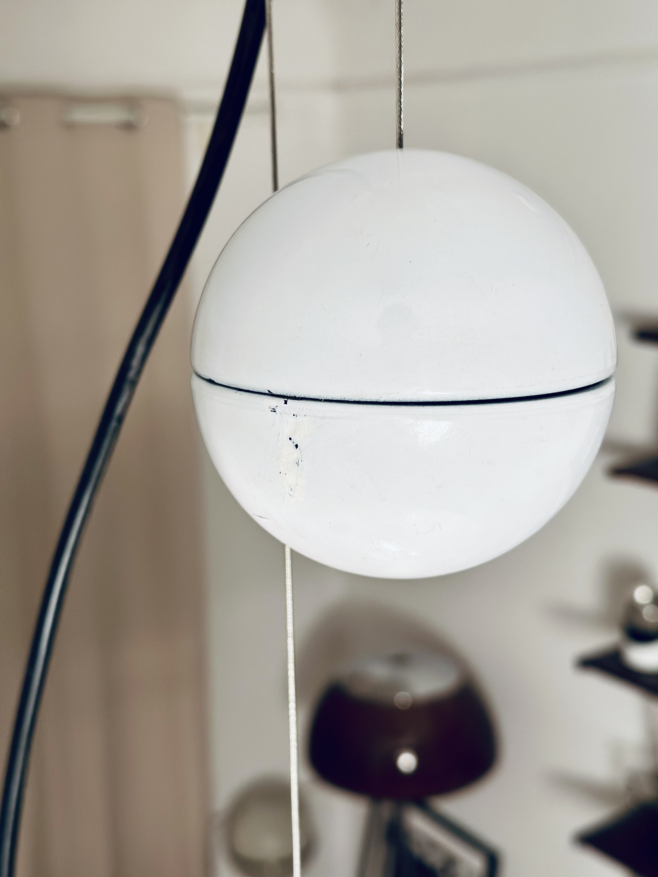 POST MODERN // 80s Vintage XXL Metal Dome Moon Hanging Ceiling Lamp by ...