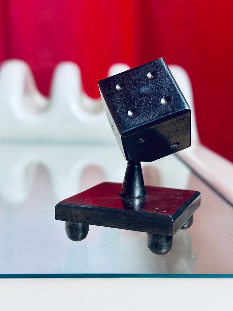 70s // Vintage Metal Dice Paperweight Desk Ornament - Etsy