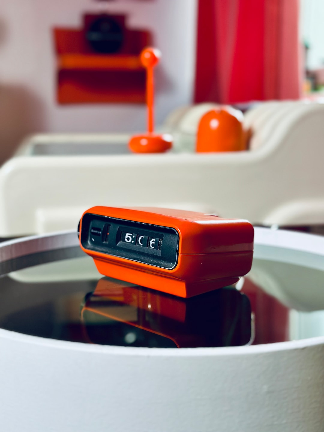 SPACE AGE // 70s Orange Japanese Vintage Flip Roll Clock SANKYO Digital ...