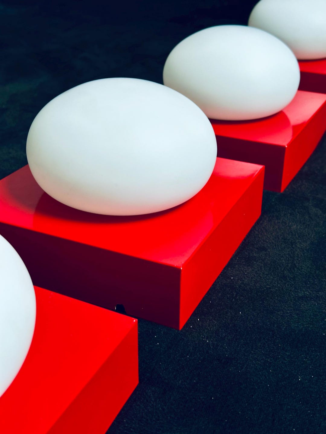 SPACE AGE // 70s Vintage Set of 4 Red Ceiling Lamps or Wall Lights ...