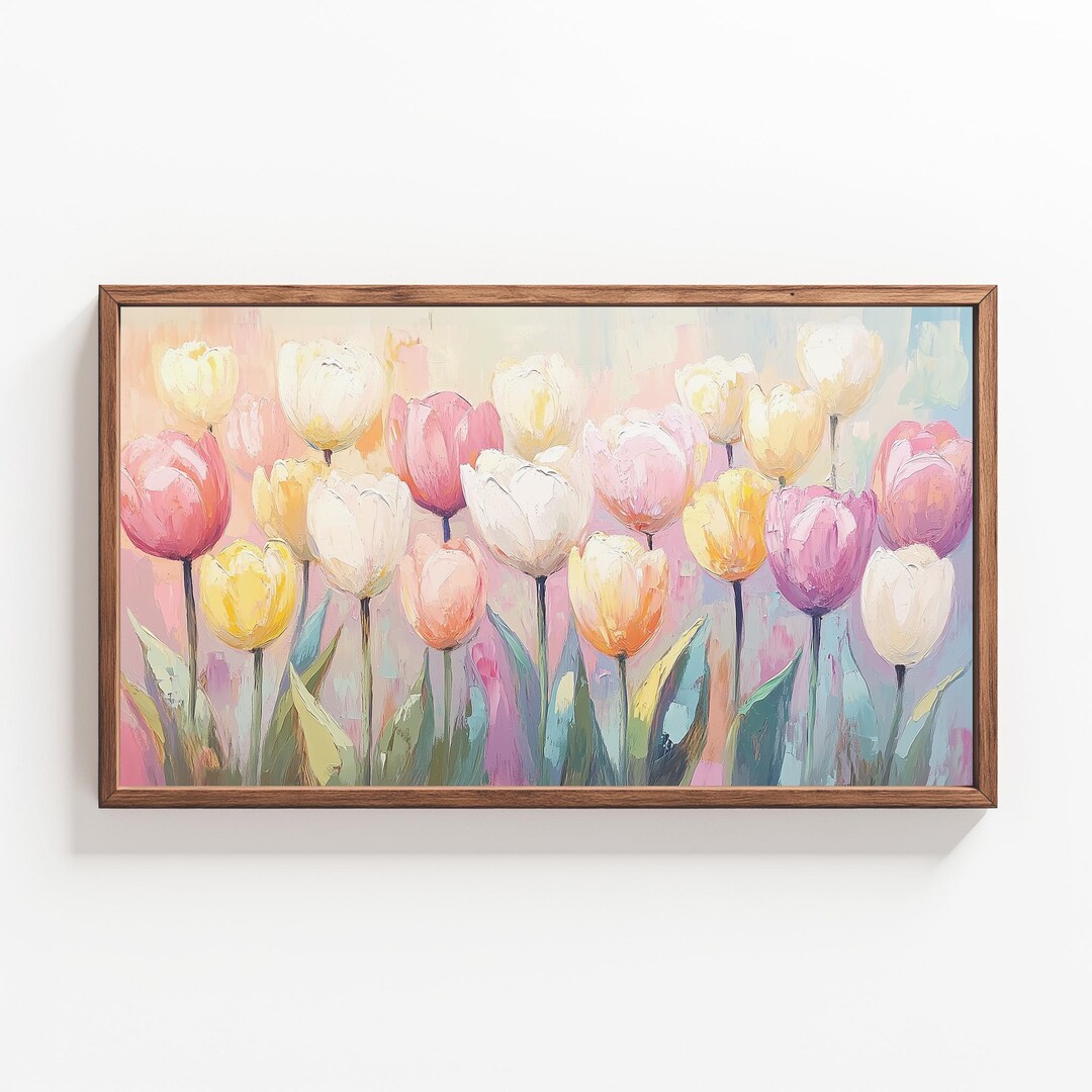 Spring Tulip Garden – Vibrant Floral TV Frame Art | Pastel Tuplips ...