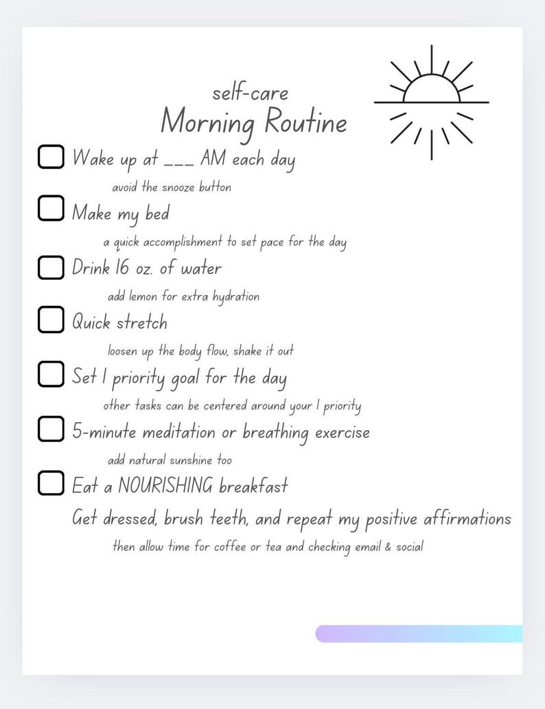 Self Care Habit Tracker and Checklist - Etsy