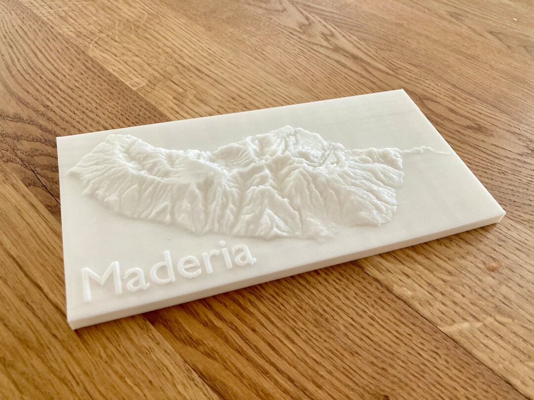 Maderia 3D Printed Map Topographic Map Shelf & Desk Decoration Gift 3D ...