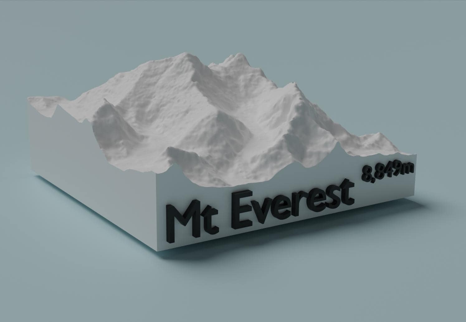 Mt Everest 3D Printed Topography Map | Lhotse | Decoration | Ornament ...