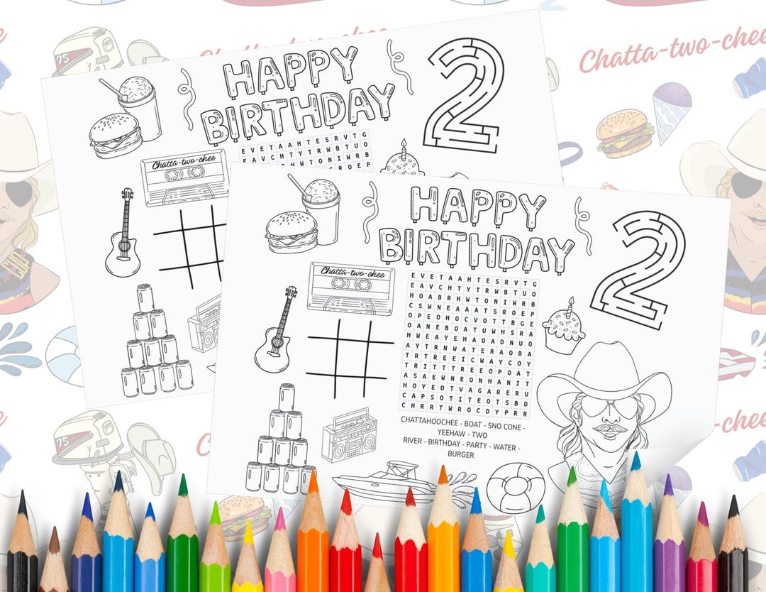 Chatta-two-chee Coloring Page - Birthday Printable - Etsy