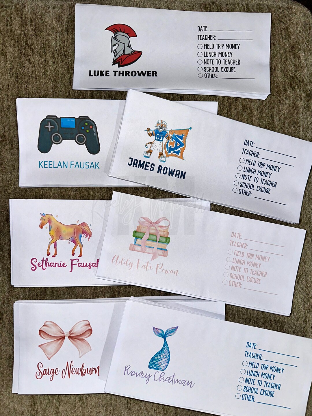 Custom Money Envelopes for School With Matching Labels - Back to School ...