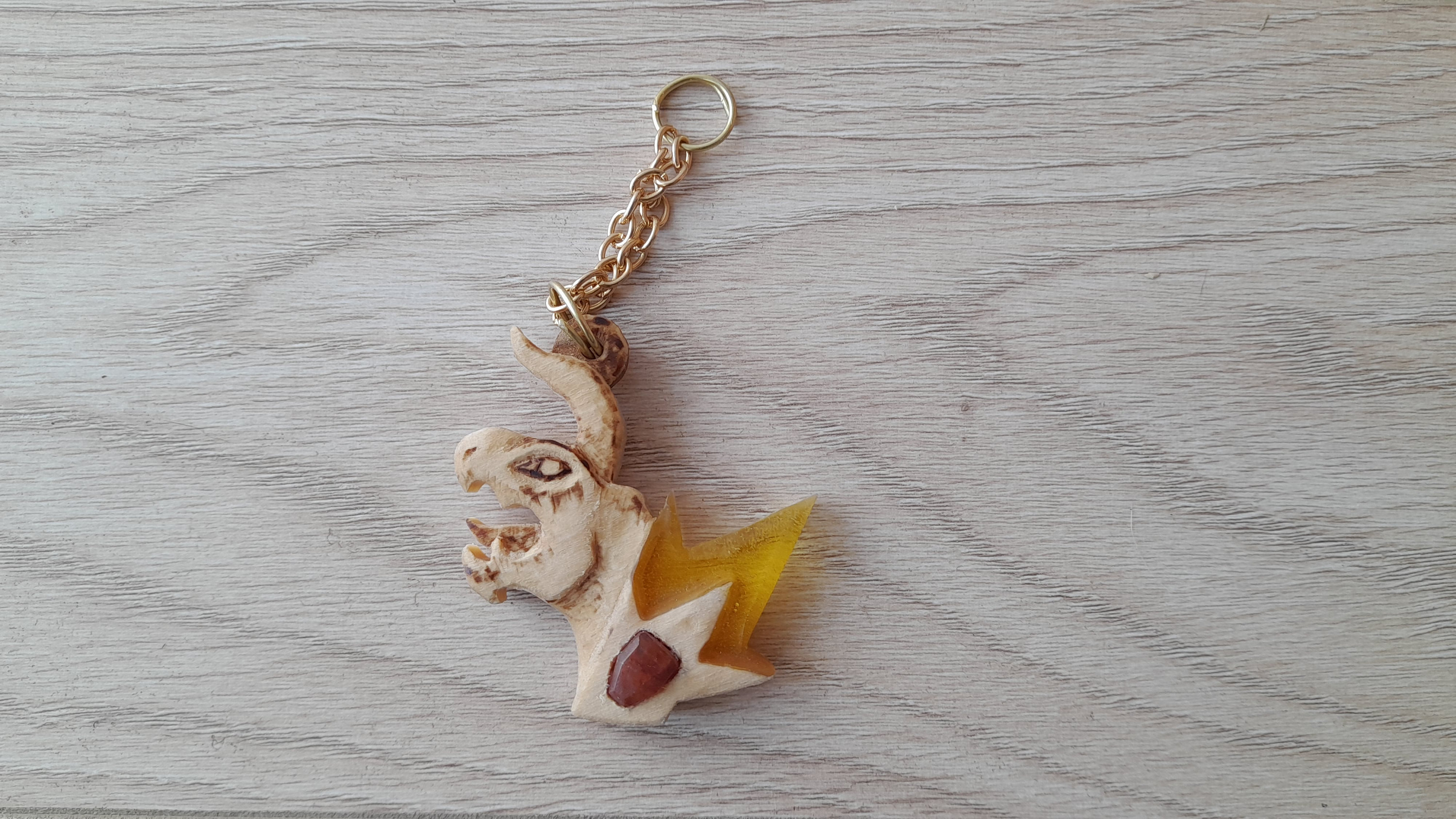 Handmade Amulets Made of Wood, Epoxy Resin, Brass, With Calcite Gem and ...