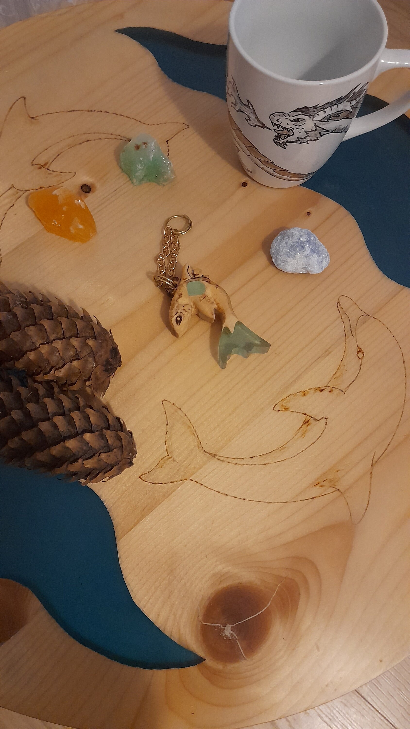 Handmade Amulets Made of Wood, Epoxy Resin, Brass, With Calcite Gem and ...