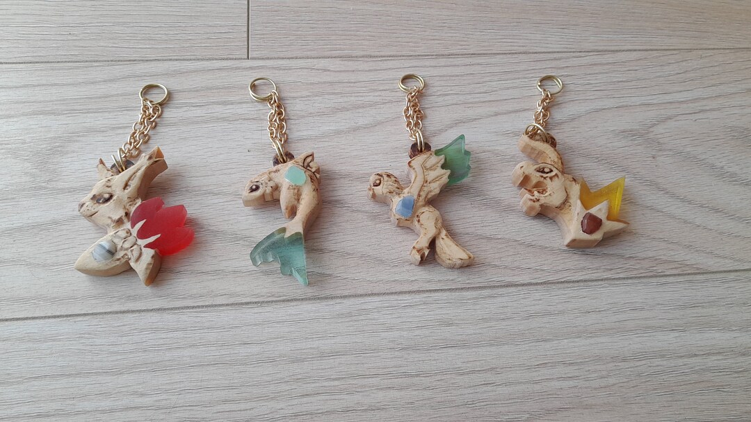 Handmade Amulets Made of Wood, Epoxy Resin, Brass, With Calcite Gem and ...