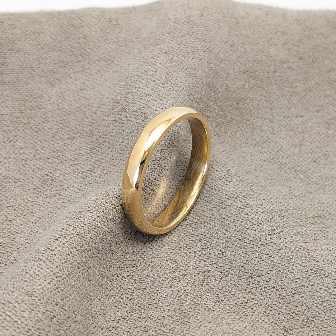 18k Yellow Gold Dome Band Ring Wedding Band Size 7 7.25 - Etsy