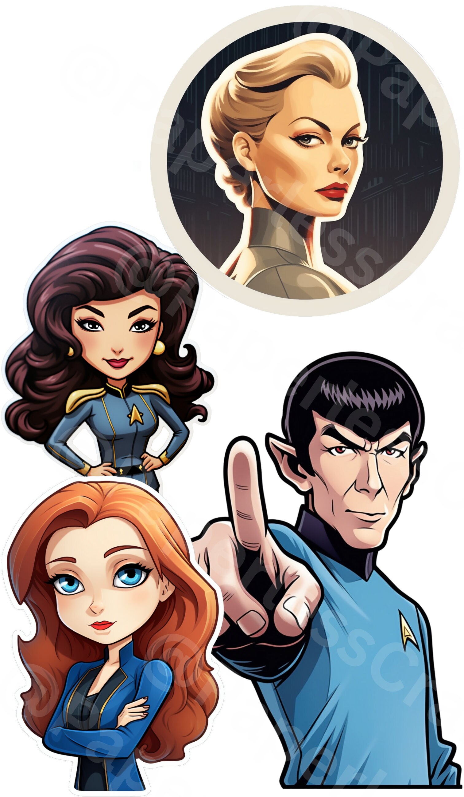 Star Trek Stickers PNG Clipart Bundle 5 Character Digital Illustrations ...