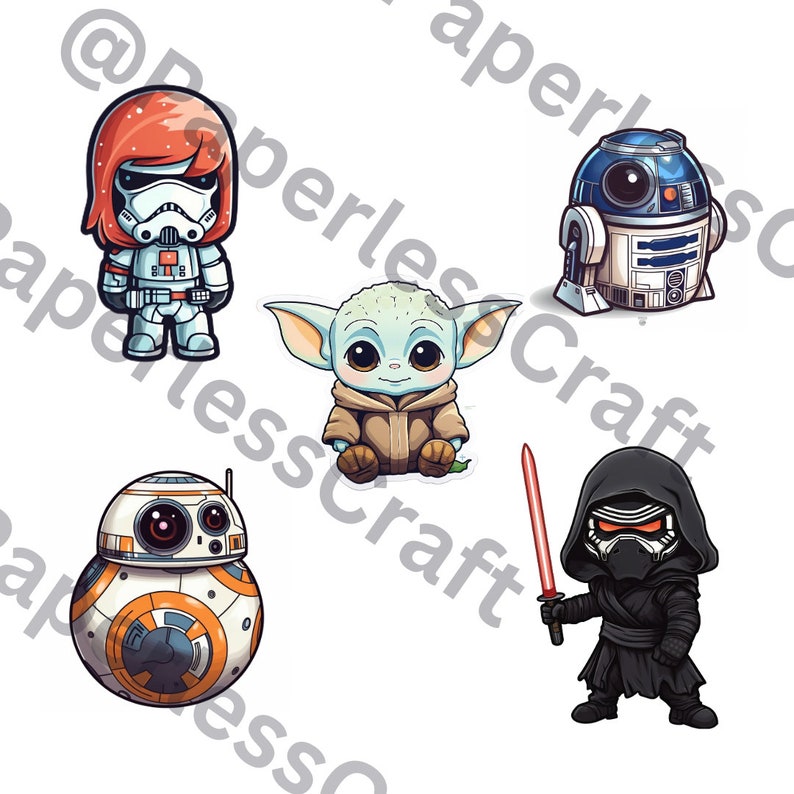 Starwars Clipart Bundle Stickers - 10 High-quality Kawaii Characters ...