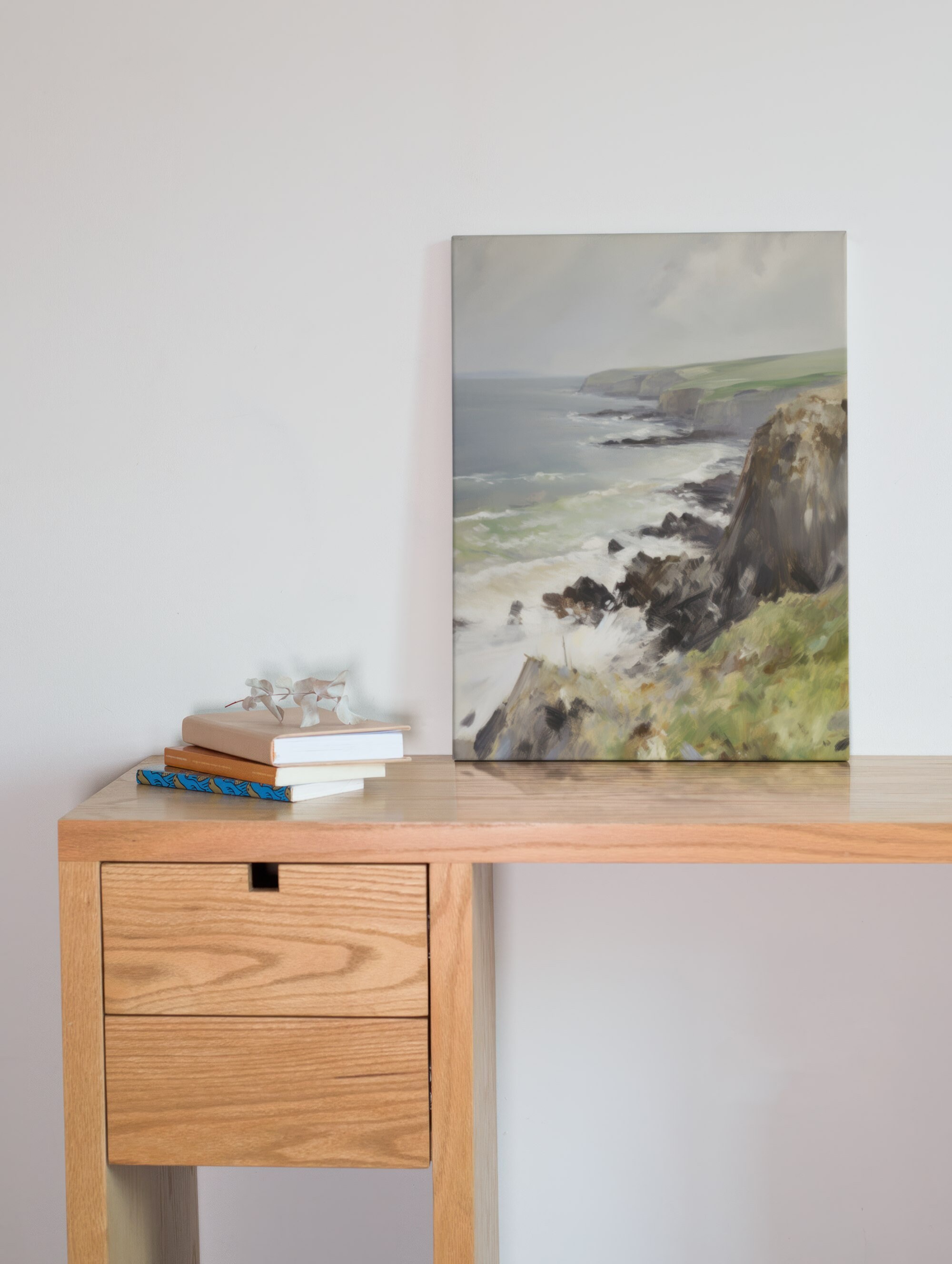 Coastal Printable, Ocean Cliff Print, Coastal Oil Painting, Coastal ...