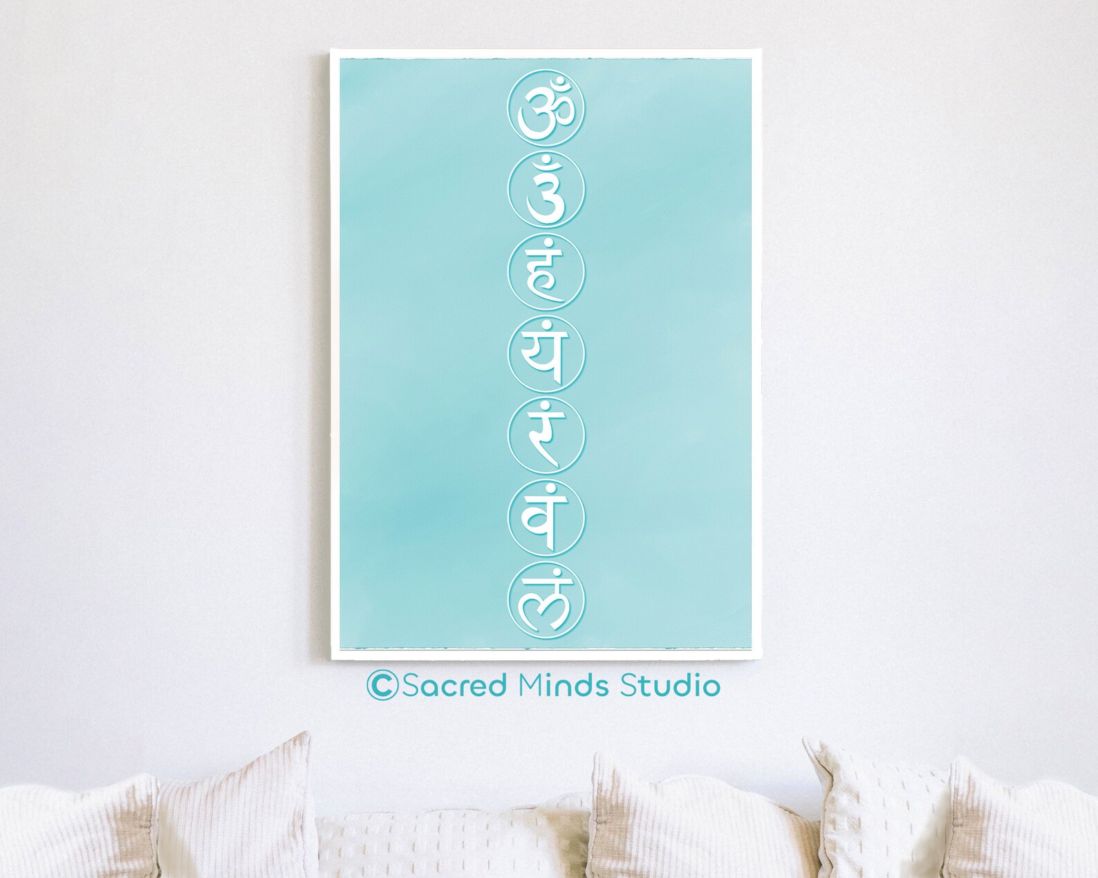 Cyan Chakras Printable Wall Art, Fun Zen Gift for Him and Her, Calming ...