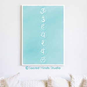Cyan Chakras Printable Wall Art, Fun Zen Gift for Him and Her, Calming ...