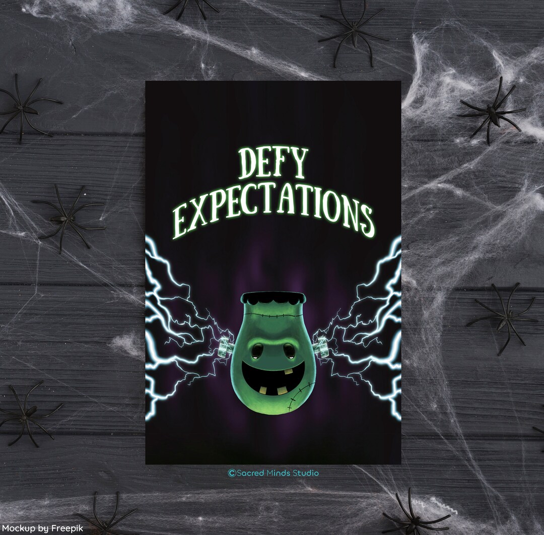Defy Expectations Halloween Printable Wall Art Cute Frankenstein Gift ...