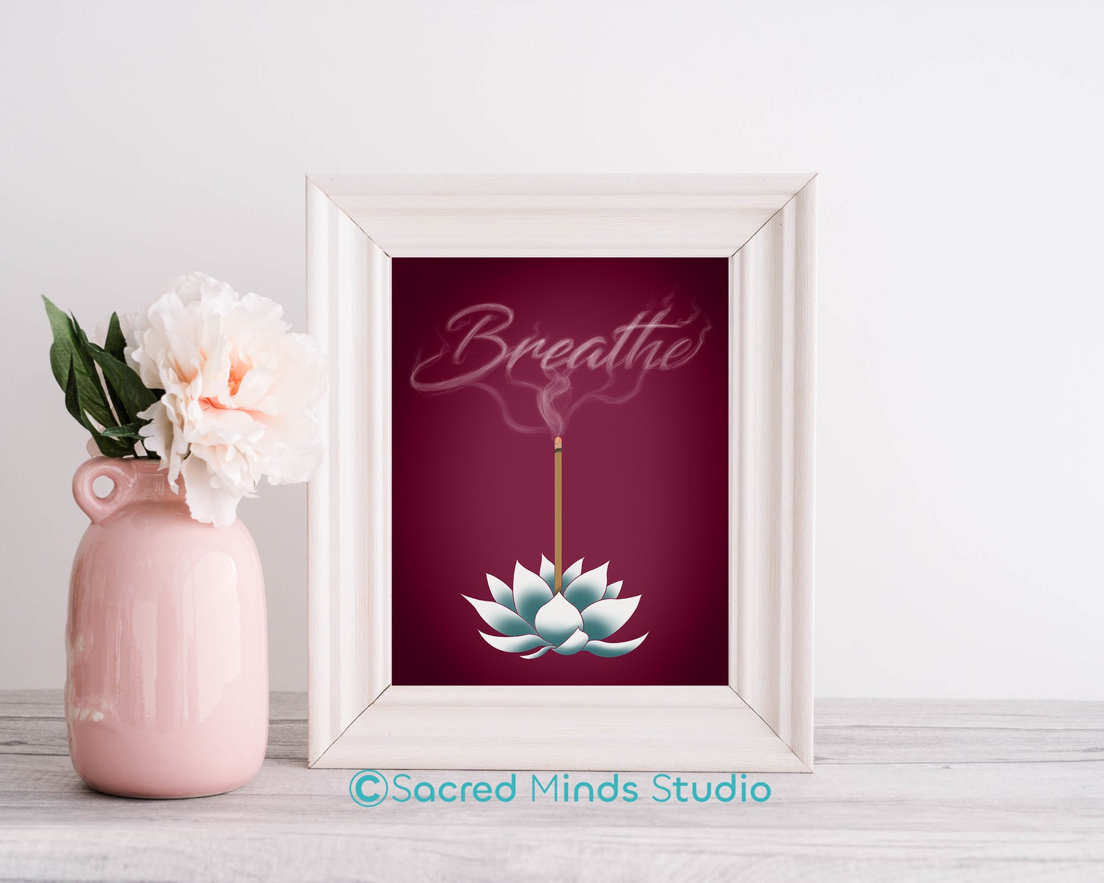 Breathe Pink Printable Wall Art Zen Artwork for Home Mindful Prints ...