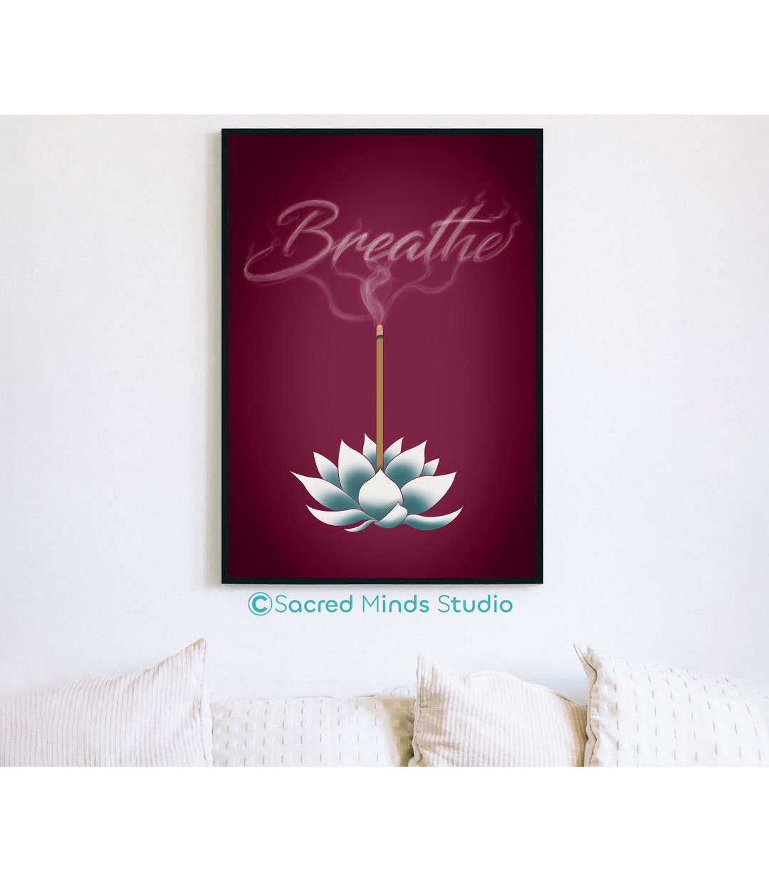 Breathe Pink Printable Wall Art Zen Artwork for Home Mindful Prints ...