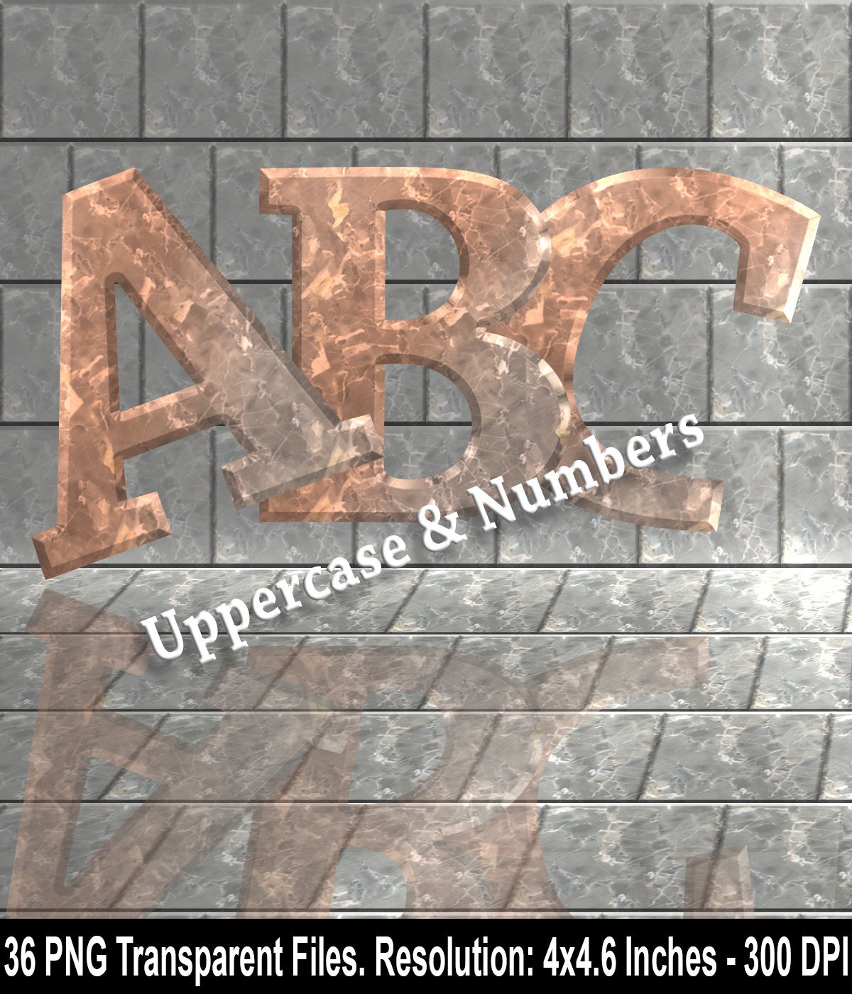 Marble Alphabet PNG - Etsy