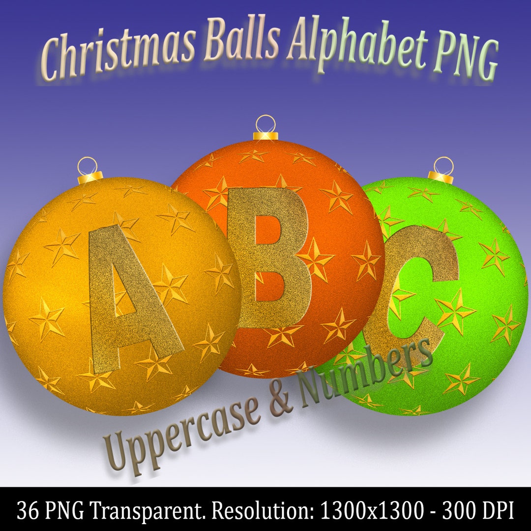 Christmas Balls Alphabet PNG - Etsy