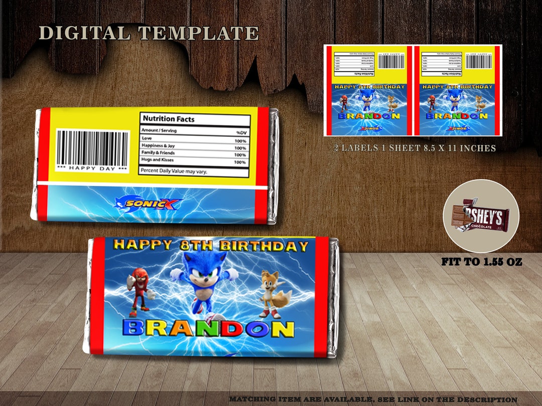 Sonic the Hedgehog Sonic Candy Bar Sonic Wrapper Bar Sonic - Etsy UK