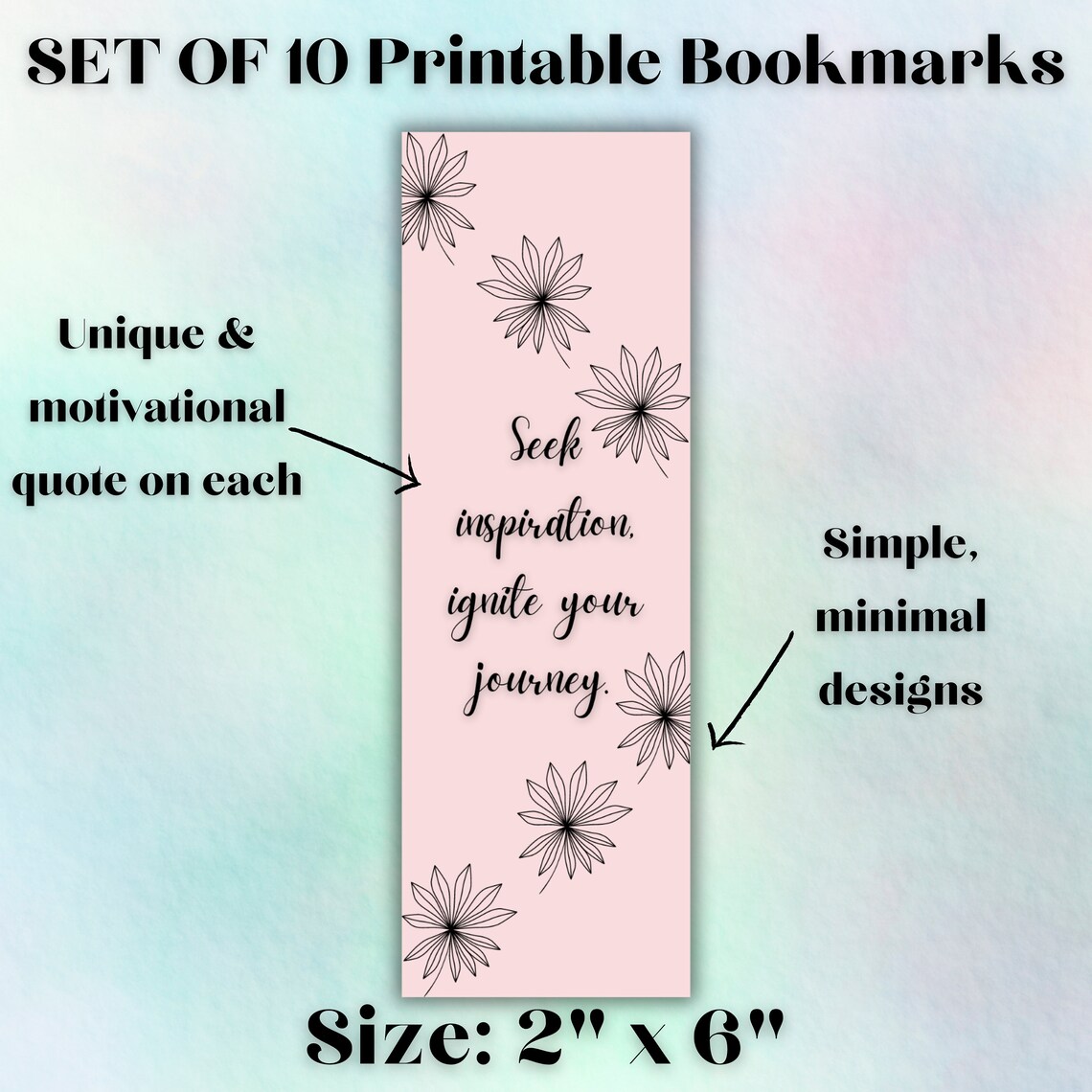Printable Bookmark Set Cute Bookmarks Affirmation Bookmarks - Etsy