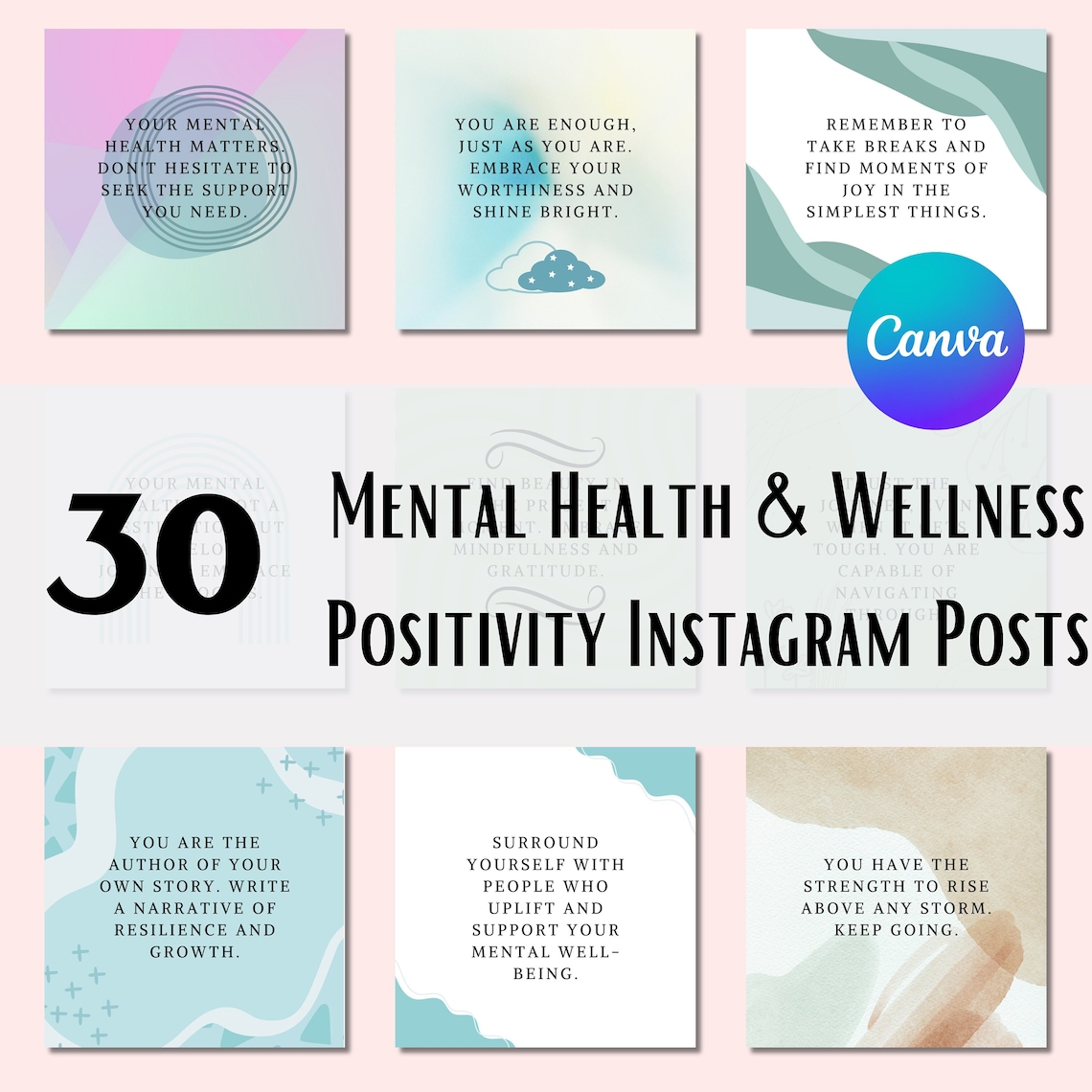 Mental Health Instagram Post Templates Wellness Posts Canva - Etsy