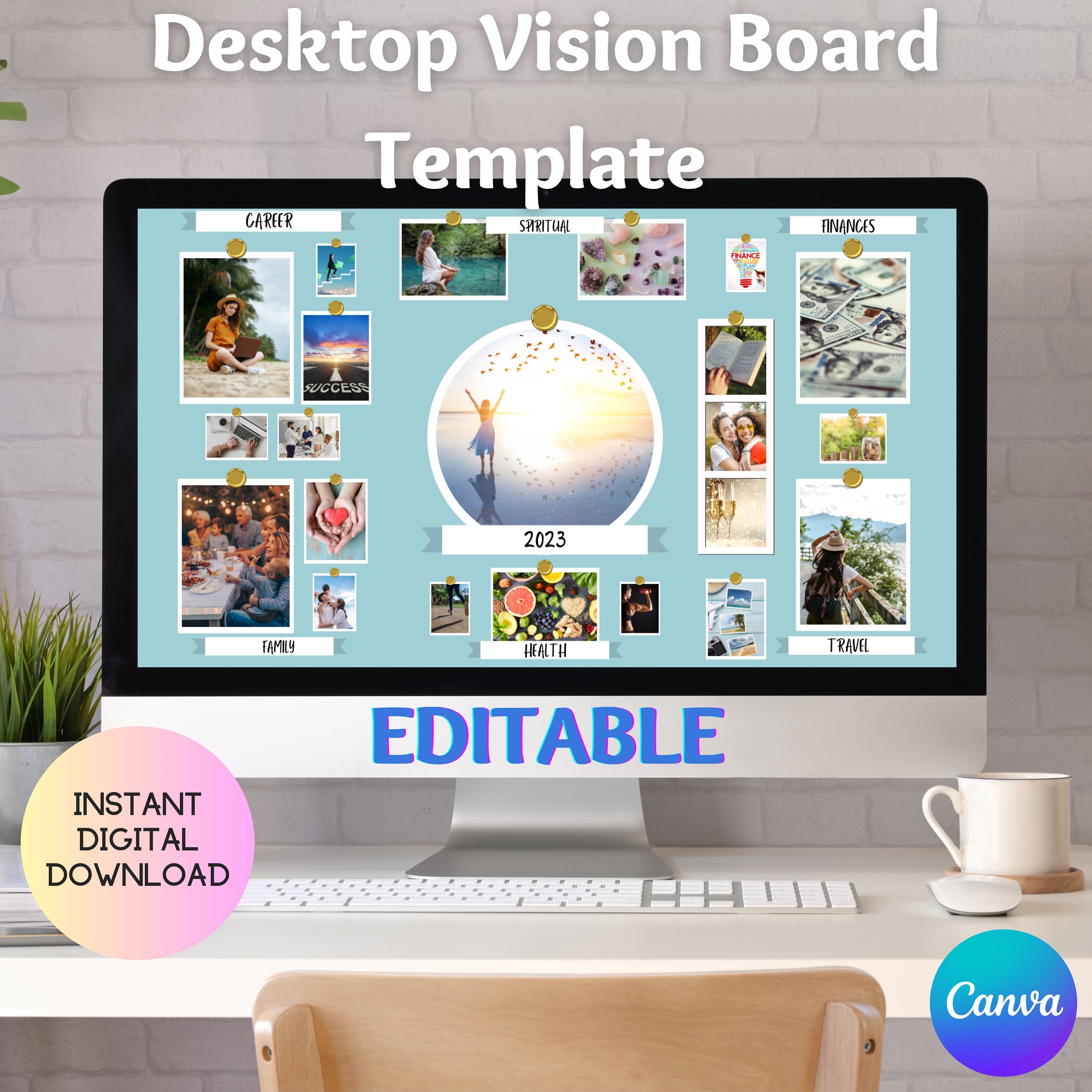 Vision Board Digital Editable Vision Board Template - Etsy