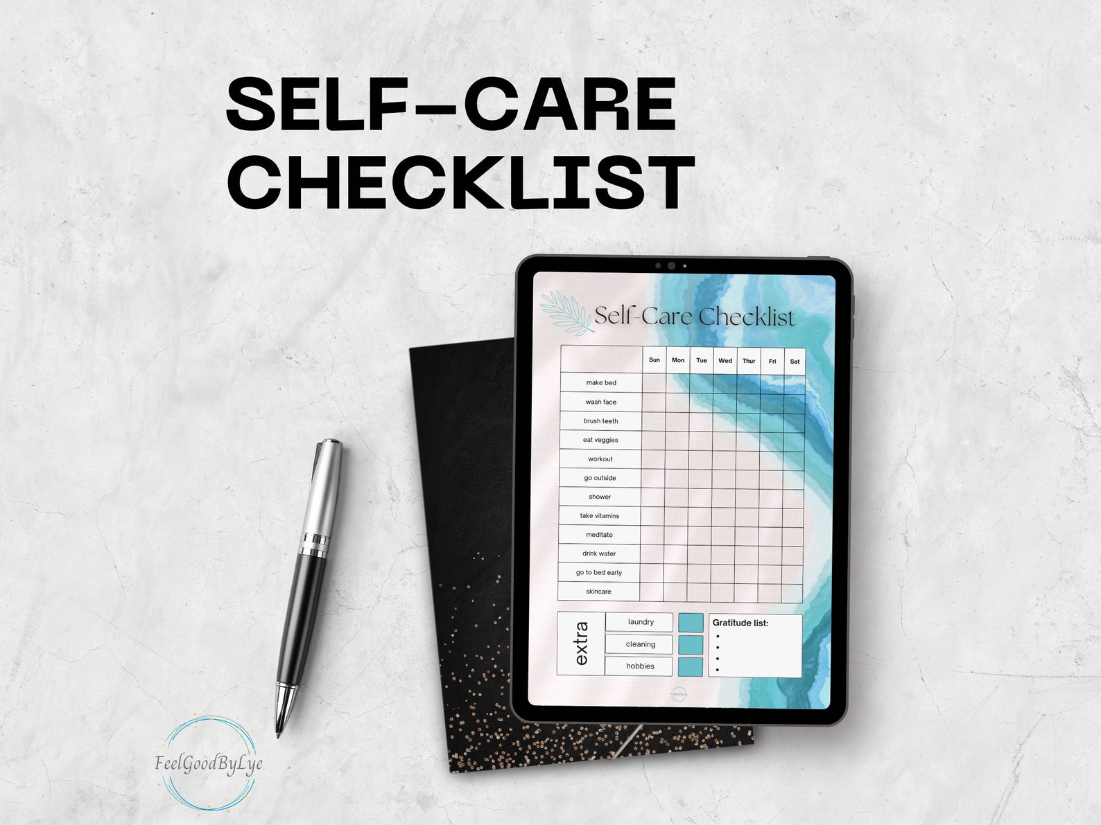 Digital Self-care Checklist | Printable and Editable Instant Download ...