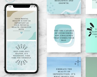 Minimal Mental Health Instagram Post Templates, Wellness Posts, Canva ...