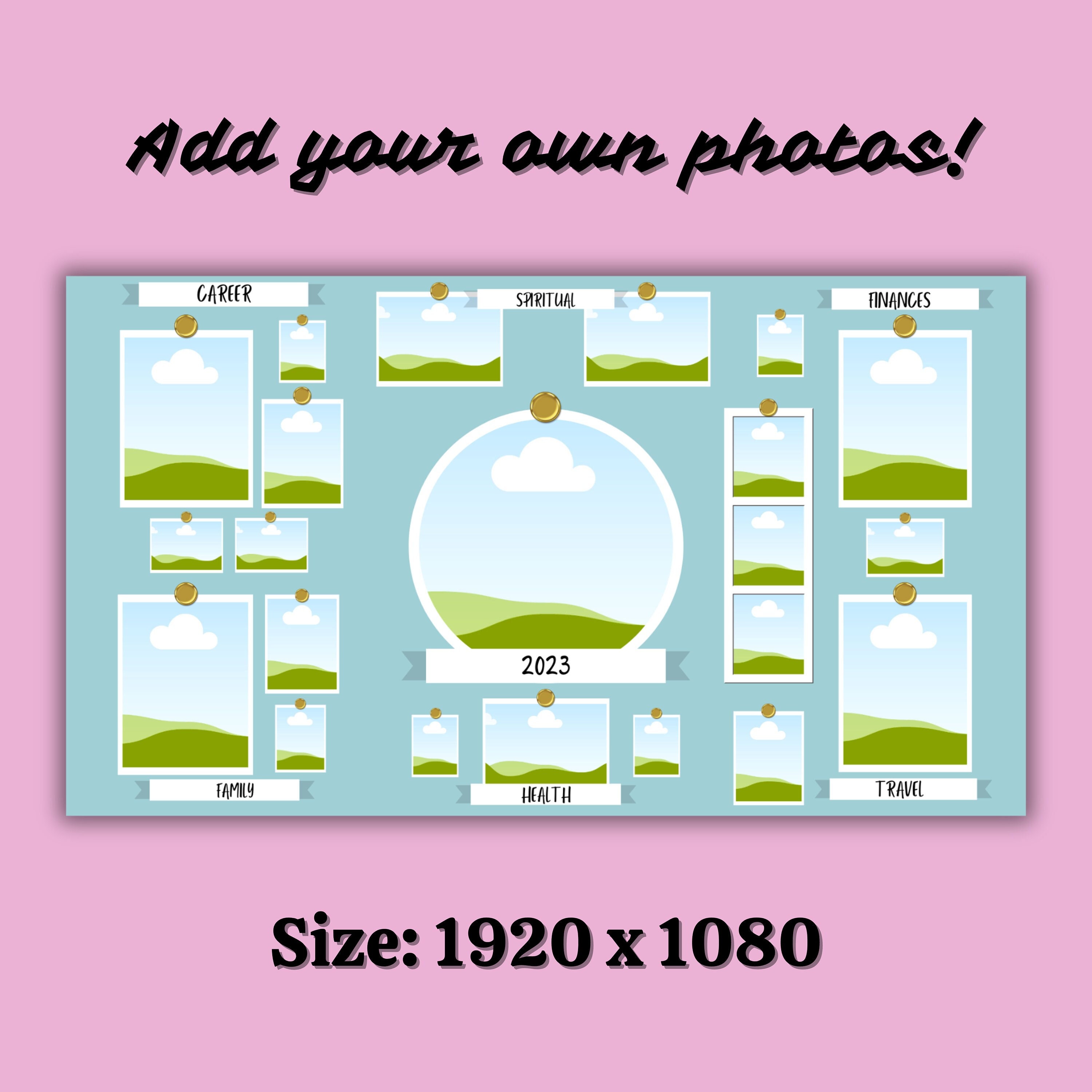 Vision Board Digital Editable Vision Board Template - Etsy