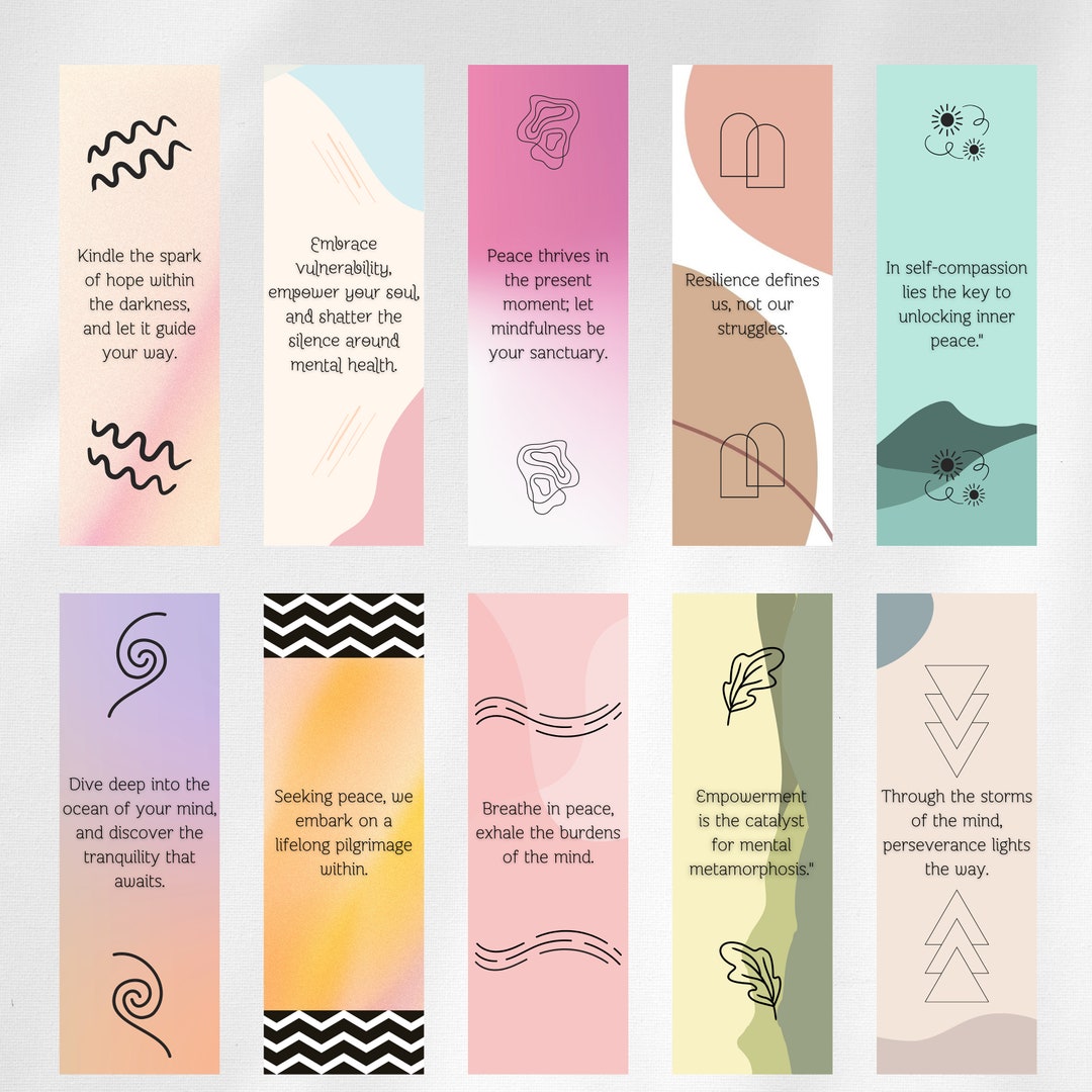 Printable Bookmark Set, Inspirational Printable Bookmark, Affirmation ...