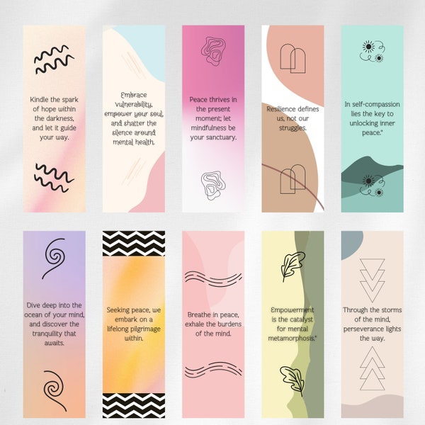 Printable Bookmark Set, Motivational Printable Bookmark, Affirmation ...