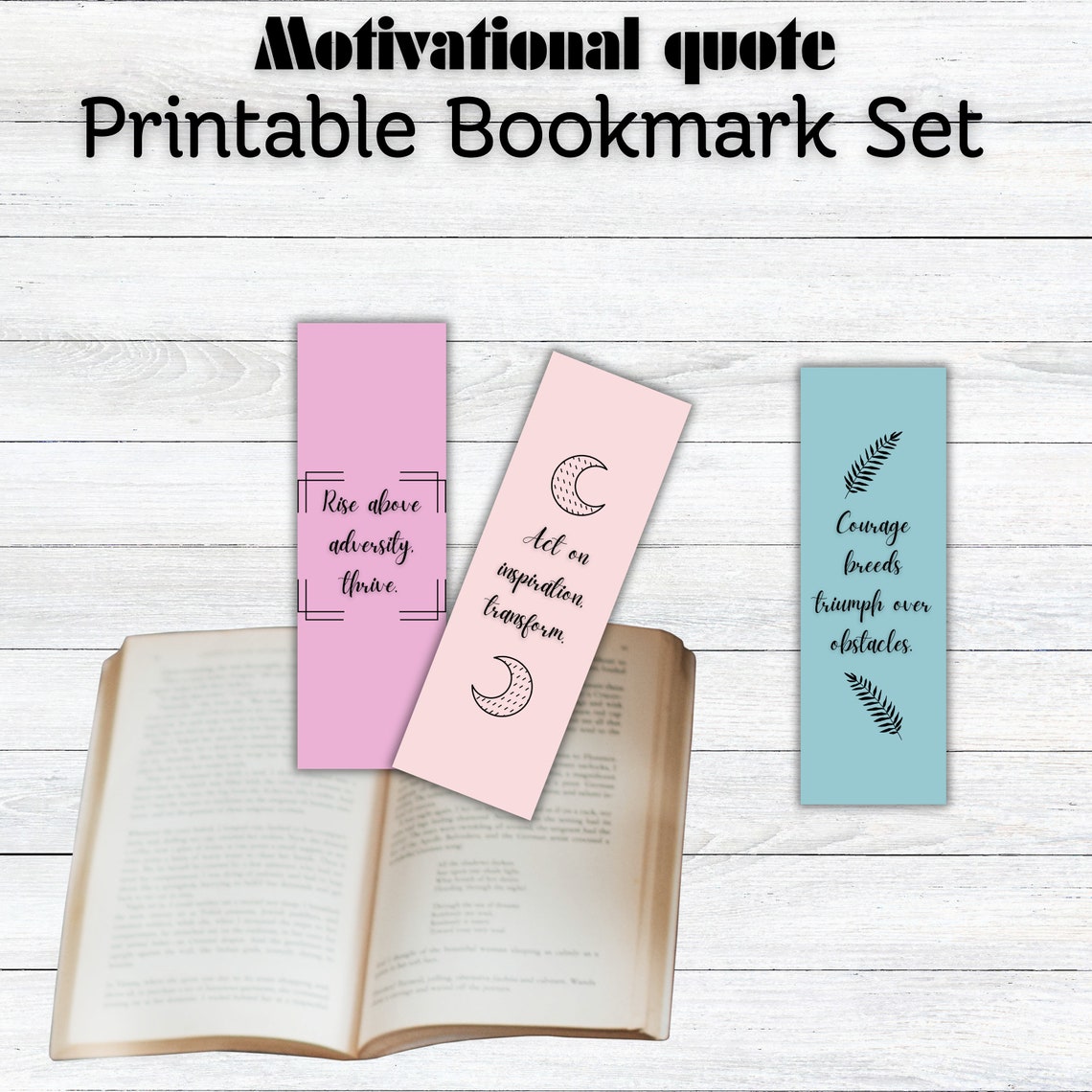 Printable Bookmark Set, Motivational Printable Bookmark, Affirmation ...