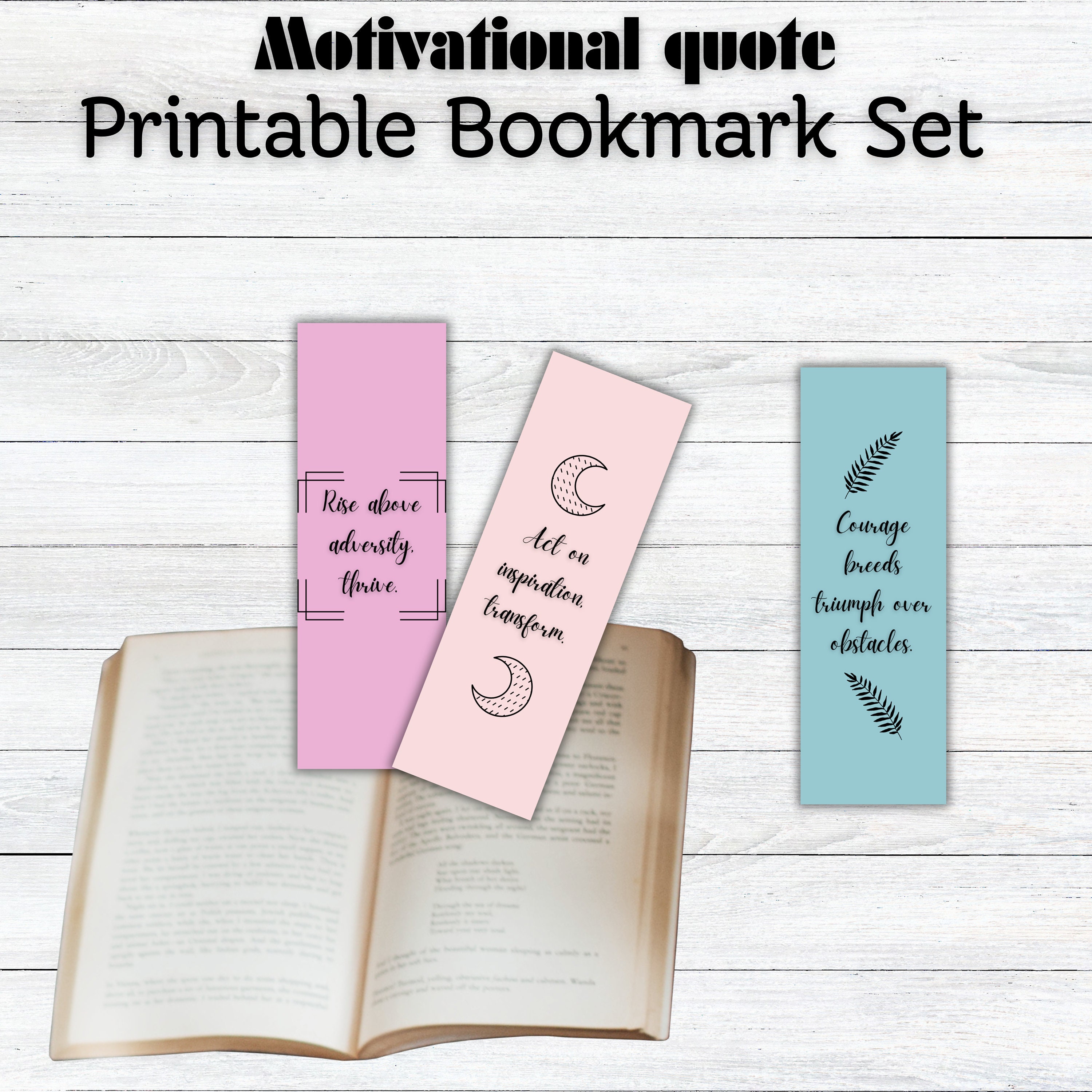 Printable Bookmark Set, Motivational Printable Bookmark, Affirmation ...