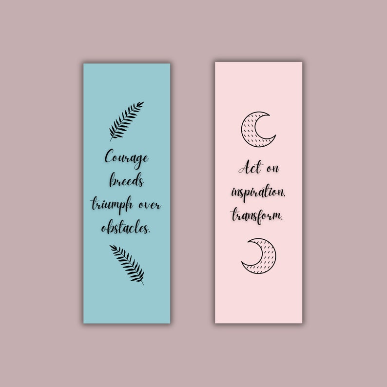 Printable Bookmark Set, Motivational Printable Bookmark, Affirmation ...
