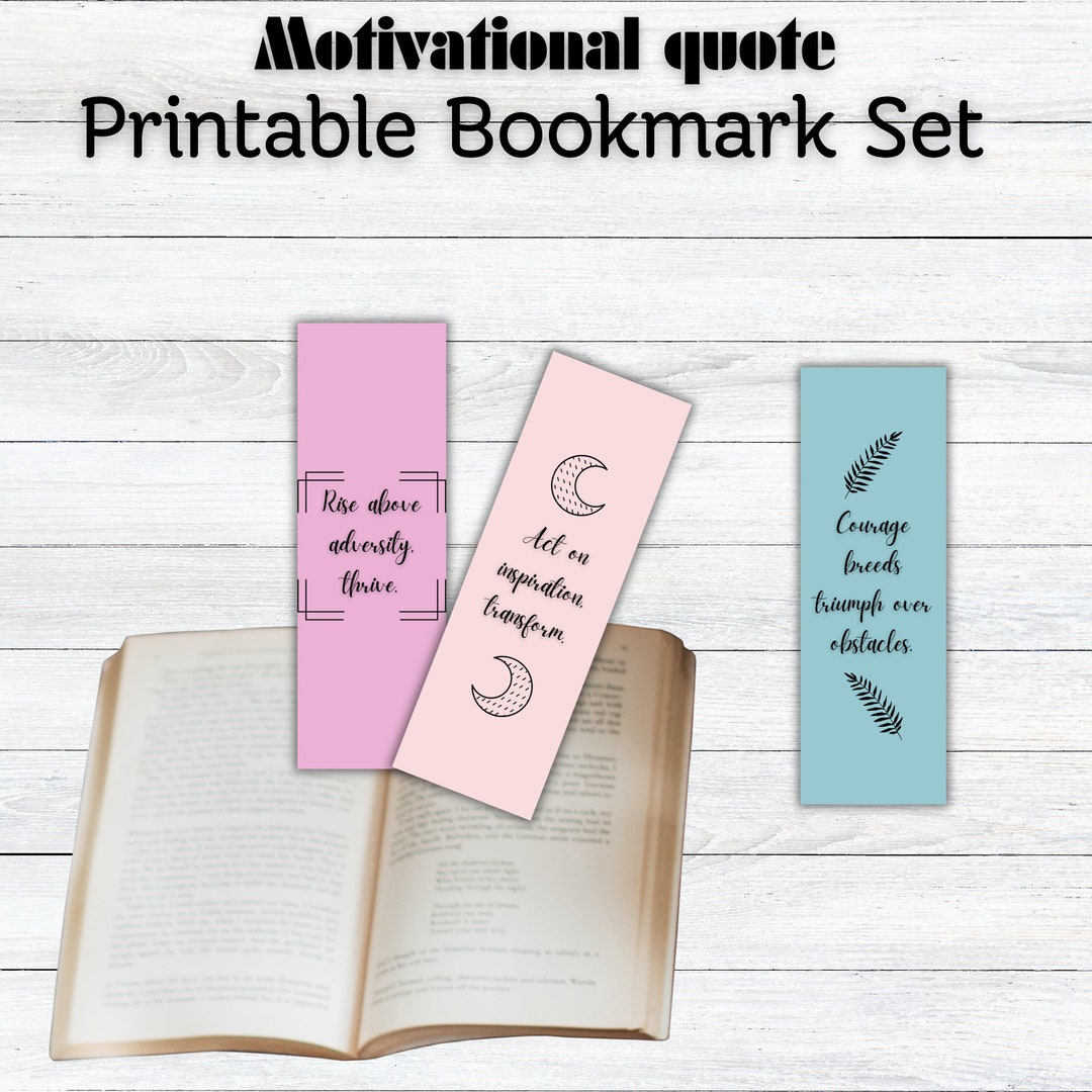 Printable Bookmark Set, Motivational Printable Bookmark, Affirmation ...